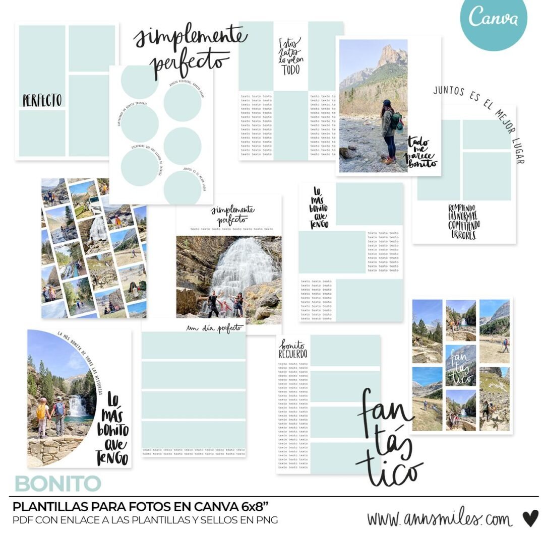 Plantillas A4 en Canva para Fotografía Scrapbooking